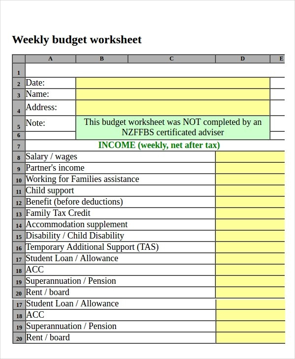 Budget Worksheet Nz Budget Sheets FREE Printable