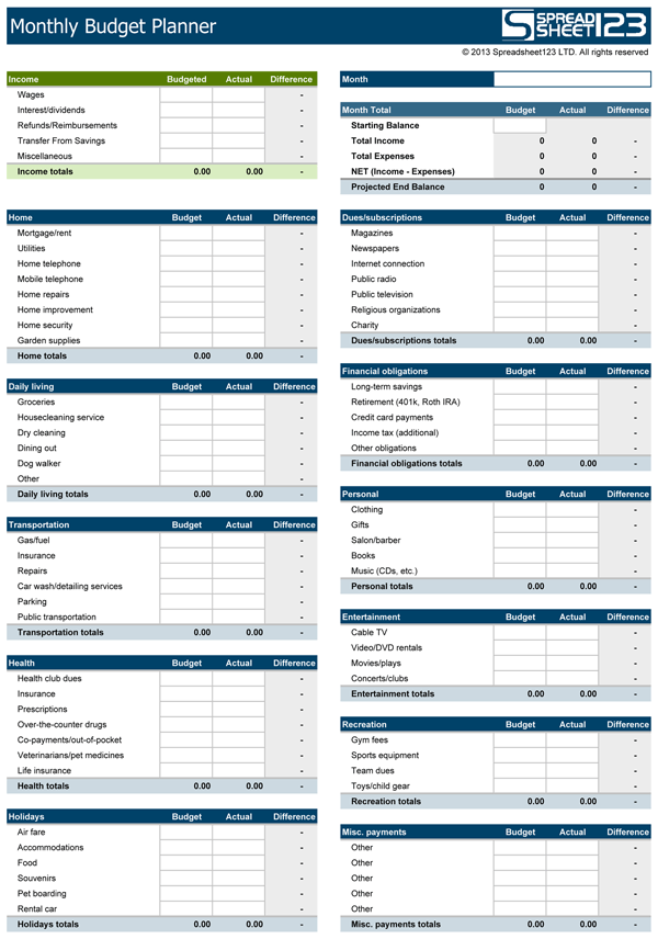 Monthly Budget Template Excel Free Download India Budget Sheets FREE 